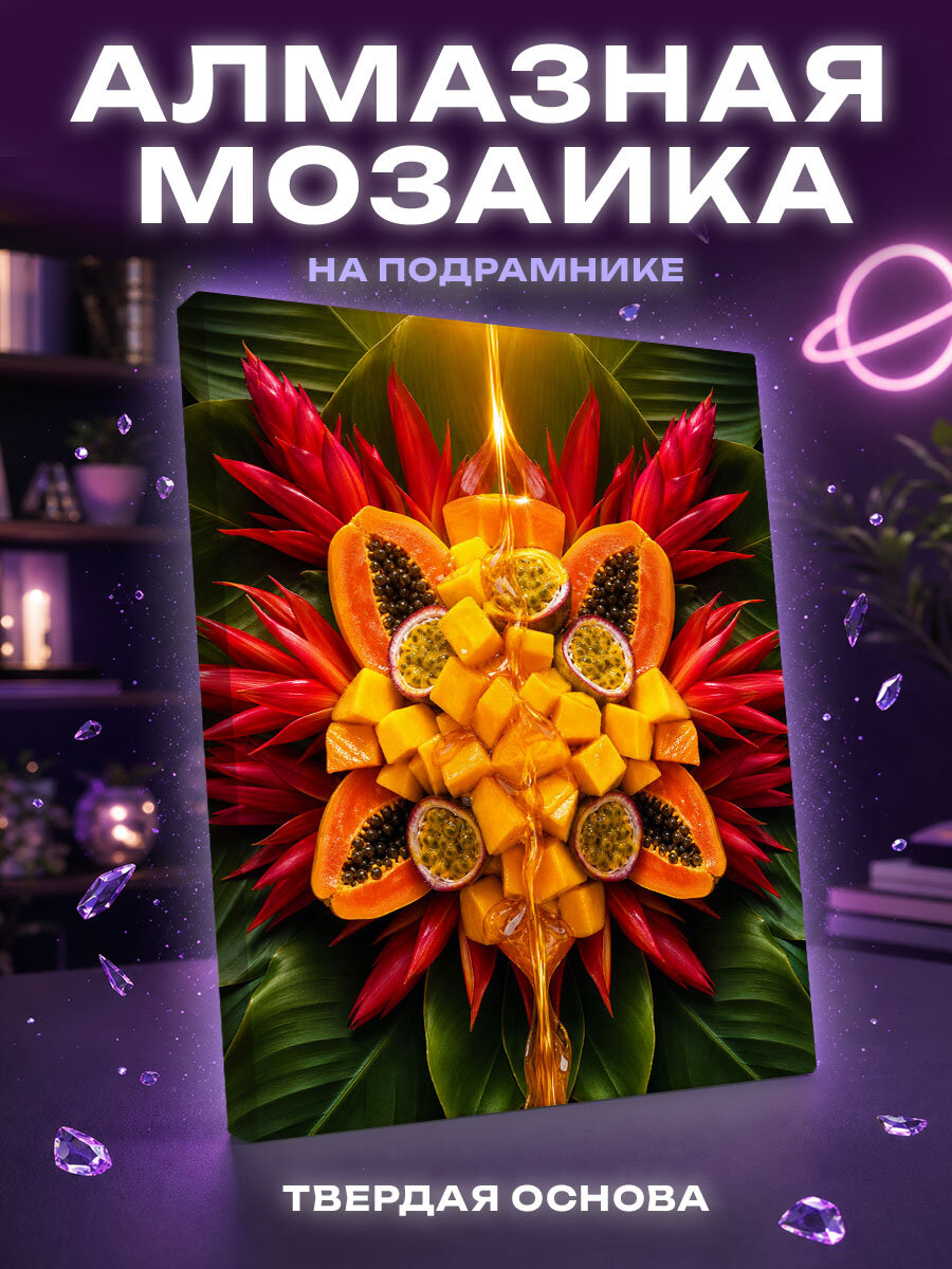 Алмазная мозаика Тропическое сердце из жидкого золота