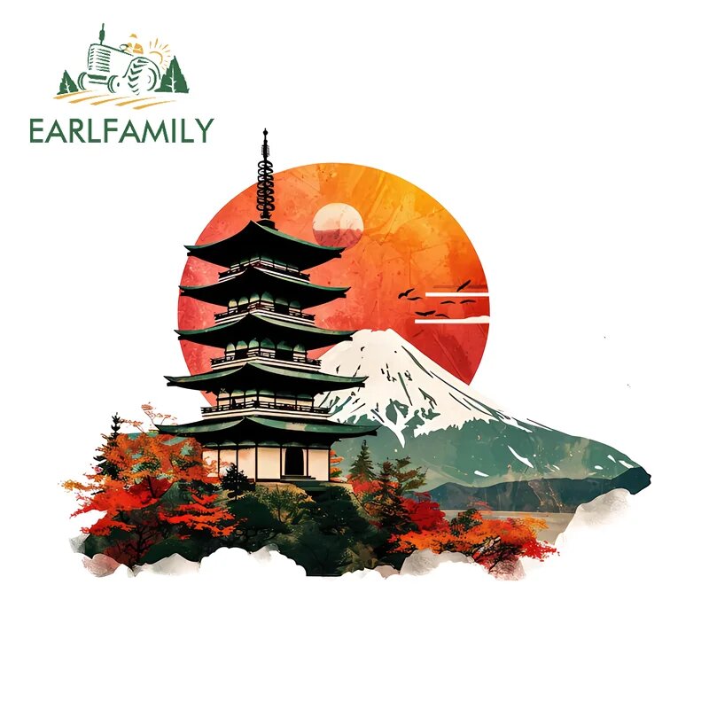 EARLFAMILY черно-красный тон пейзаж граффити автомобильные наклейки простой закат YT-624432, 20cm