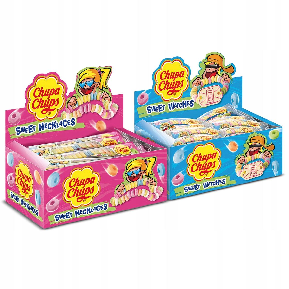 Конфеты Chupa Chups Sweet Watches + Neklace - конфетные часы (24х14.7 г) и ожерелье (24х17.7 г) - 5907447612672