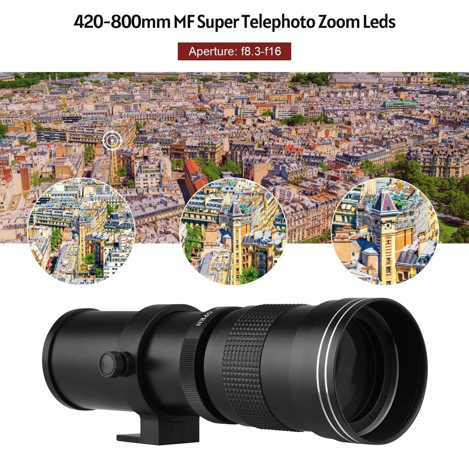 Объектив супертелевик MF 420-800mm F/8.3-16 для системы M4/3, с адаптером T2, для камер Panasonic G9 GH5 II Olympus E-M1 E-M5