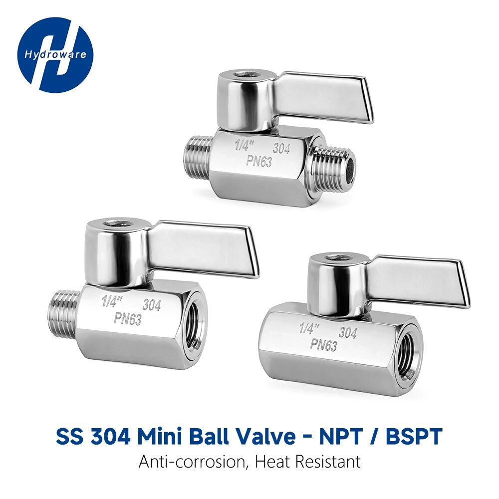 Шаровой кран 1/2" SS304 BSPT Male to Male