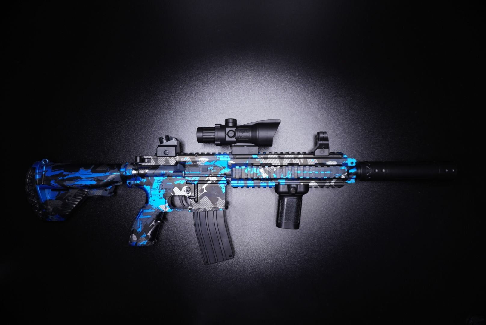 Орбиз Автомат HK416, стреляет мягкими шариками, гидрогеилевый автомат, гидробольный HK416 синий