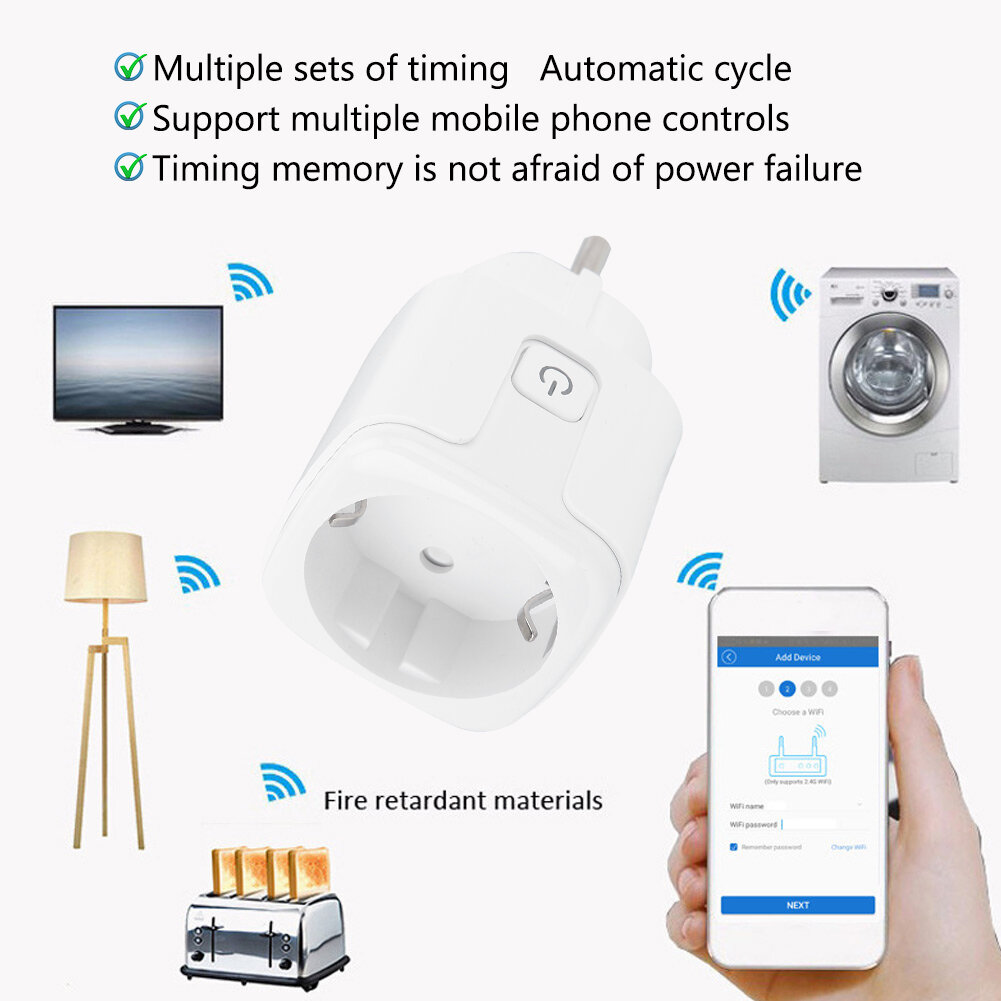 Wifi Plug Mini Smart WiFi Socket Timer Switch Voice Control работает с Alexa Google Home EU 100-240 В