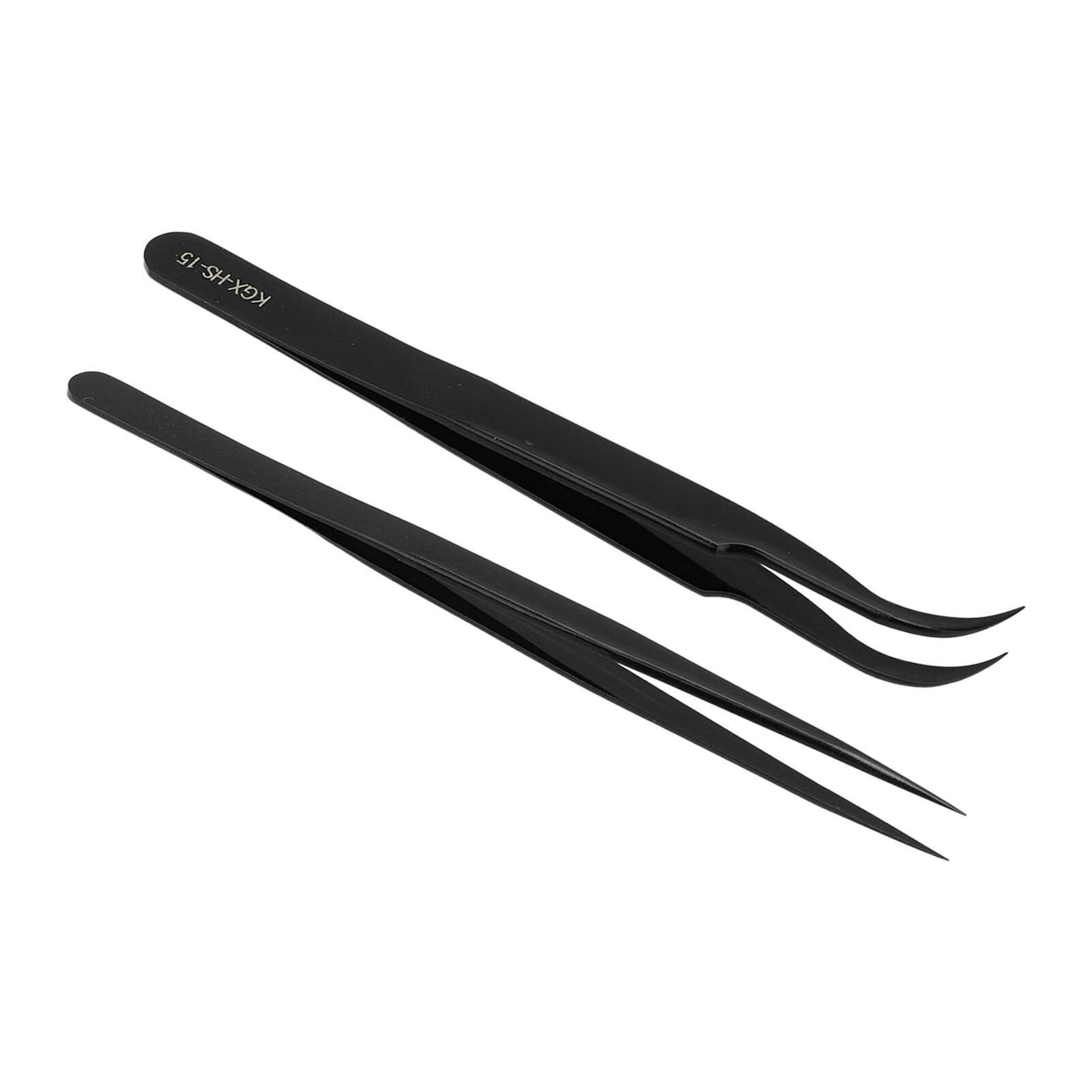 Набор пинцетов из алюминиевого сплава, изогнутая прямая головка, антимагнитный пинцет для пайки печатных плат, черный