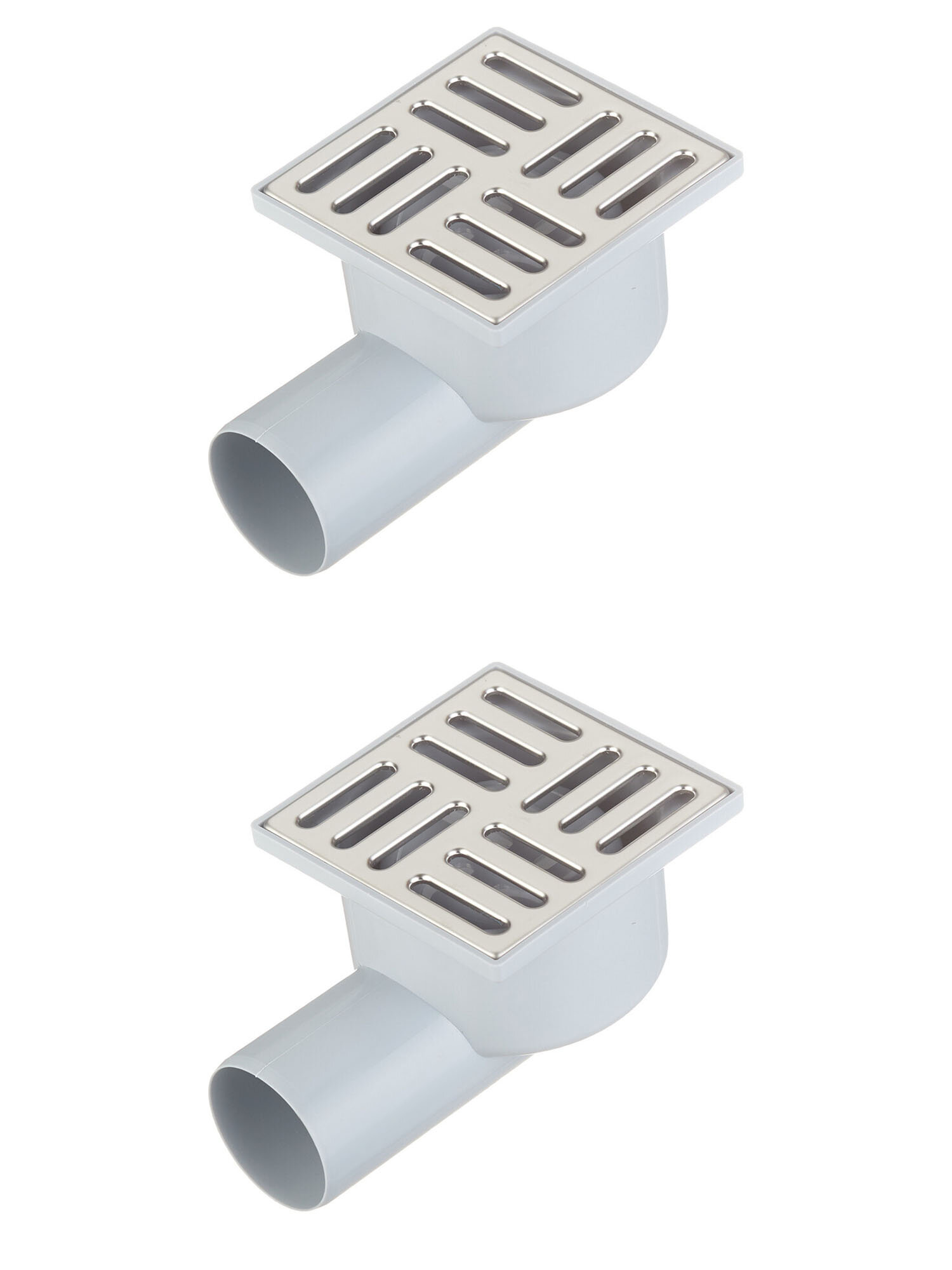 Трап душевой горизонтальный с гидрозатвором 100х100 мм d50 мм решетка из нержавеющей стали (2 шт.)