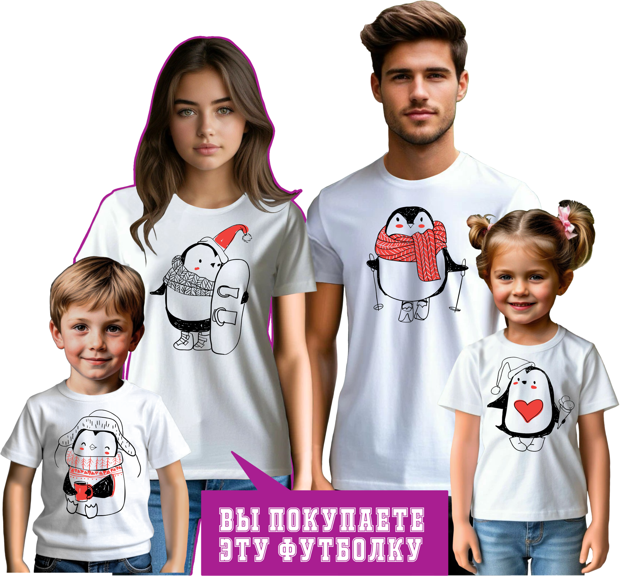 Футболка футболки семейные комплект новогодние