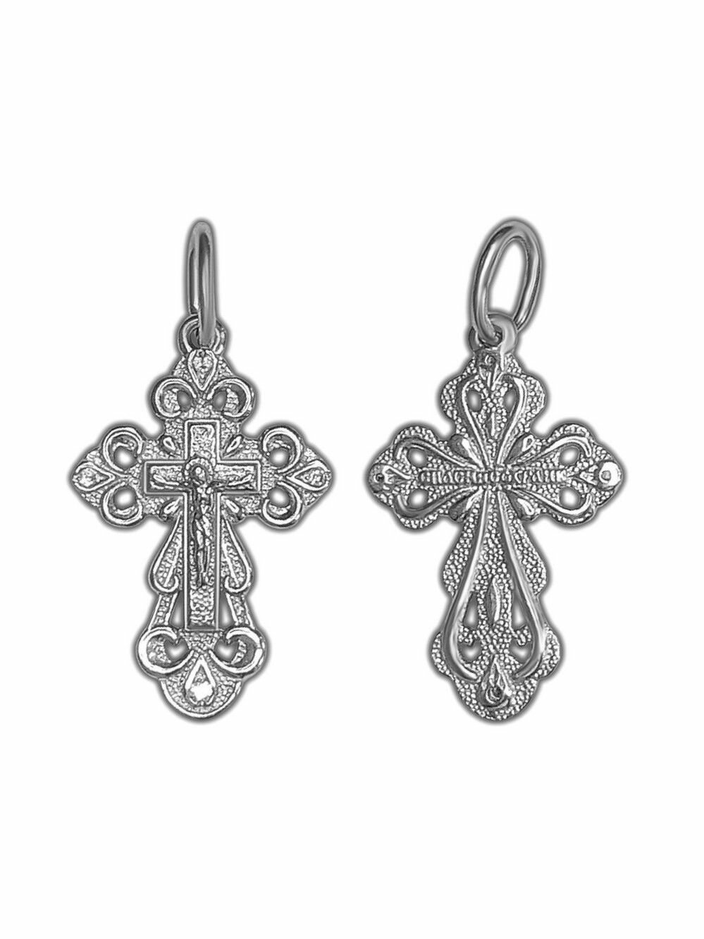 Крестик, серебро, 925 проба, родирование, фианит