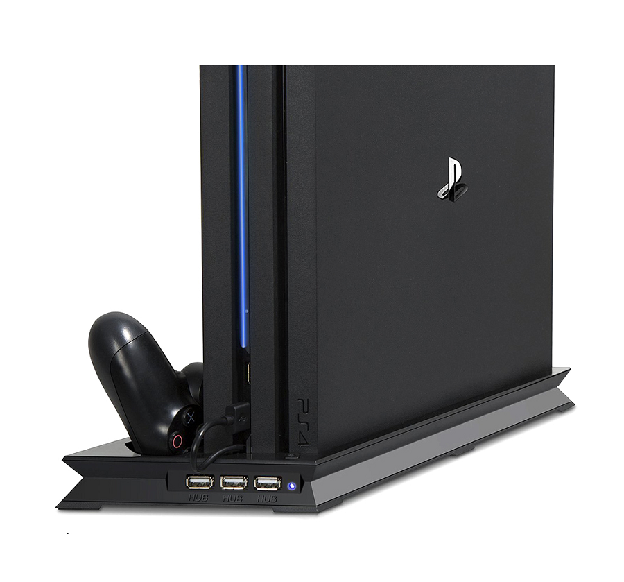 Подставка для PlayStation 4 PRO и геймпадов, зарядная док-станция PS4 Pro с охлаждением, 3 USB порта, черная