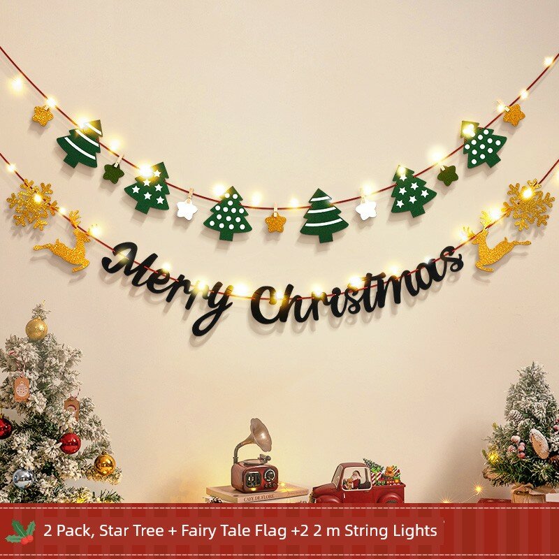 Рождественские флаги, гирлянды, декорации для сцены, подвесные флаги, подвесные украшения, атмосферные миниатюрные