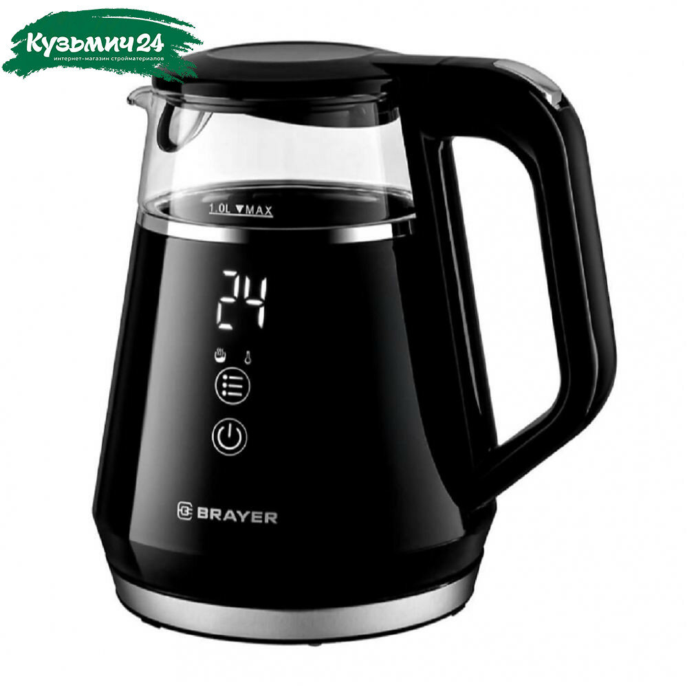 Чайник электрический Brayer BR6105, автоотключение, черный, 1100 Вт, 1 л