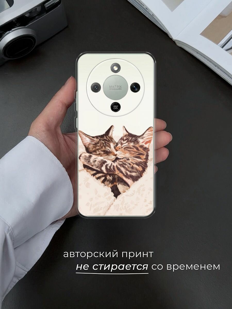 Силиконовый чехол на Honor X9d / Хонор X9d с принтом Влюбленные котейки — фото 1
