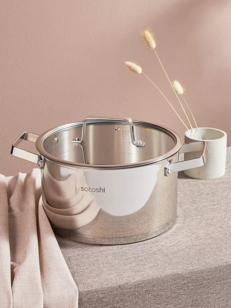 Кастрюля с крышкой для индукционной плиты 5,9 л, нержавеющая сталь