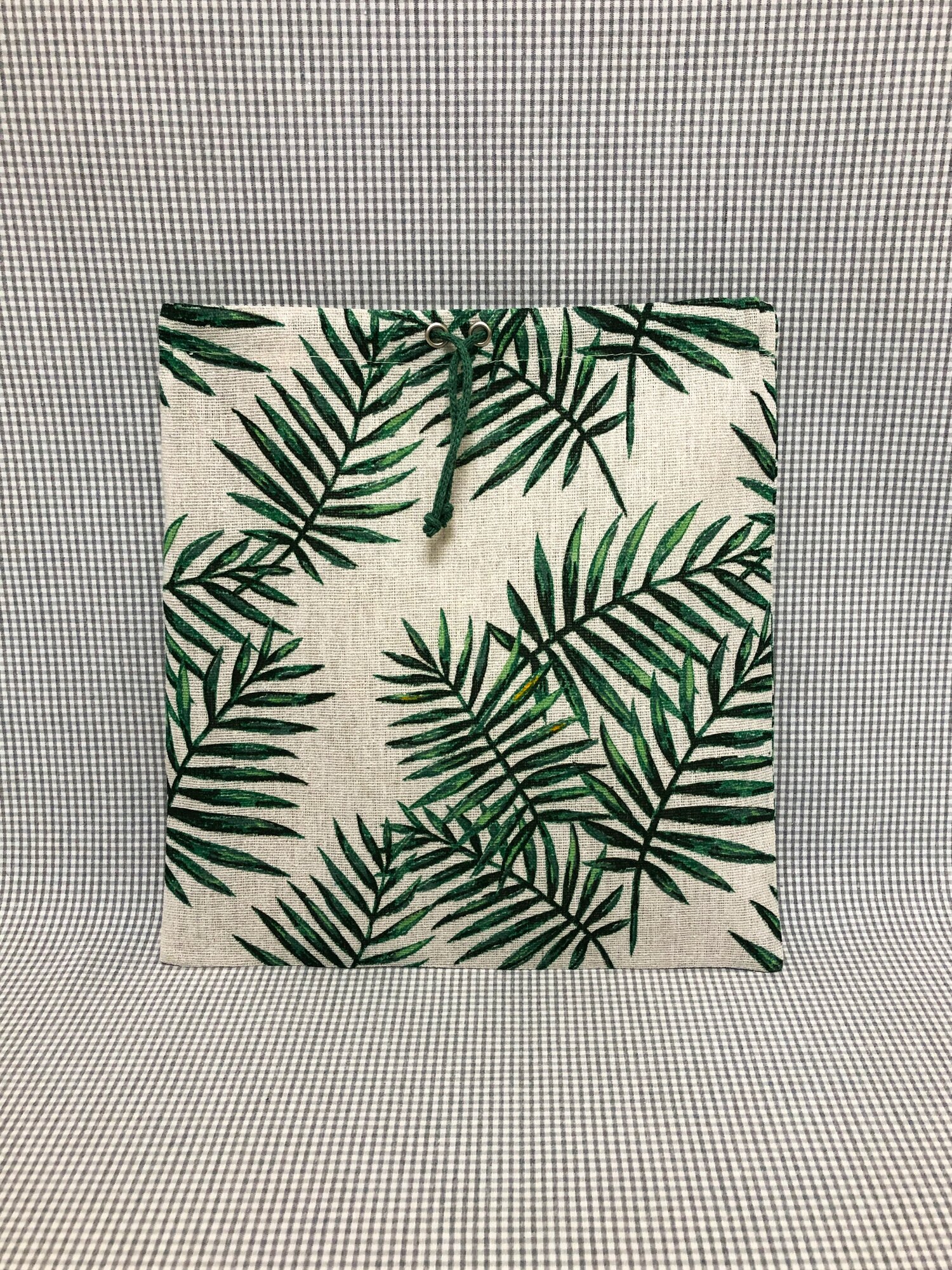 Мешочек полульняной 26х27 см, цвет м19-3, листья, для упаковки и хранения