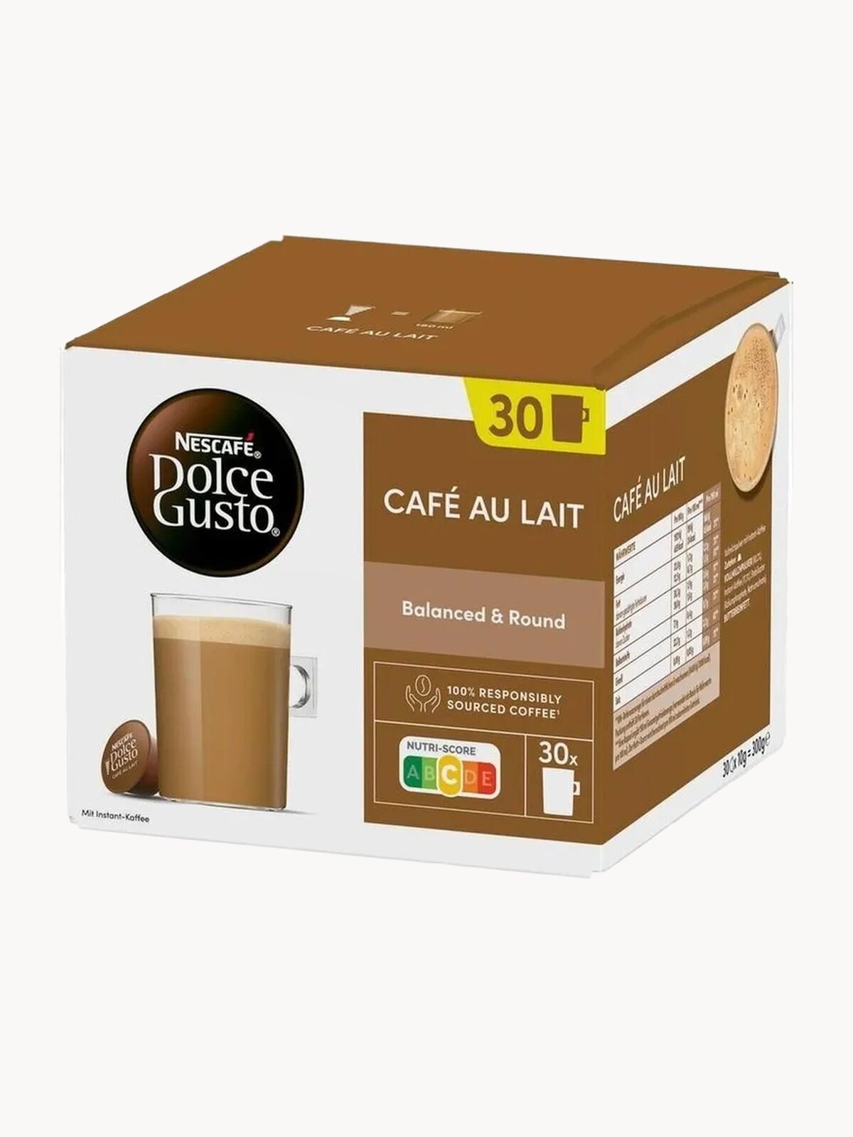 Кофе в капсулах Nescafe Dolce Gusto Cafe Au Lait, 30 капсул, оригинал