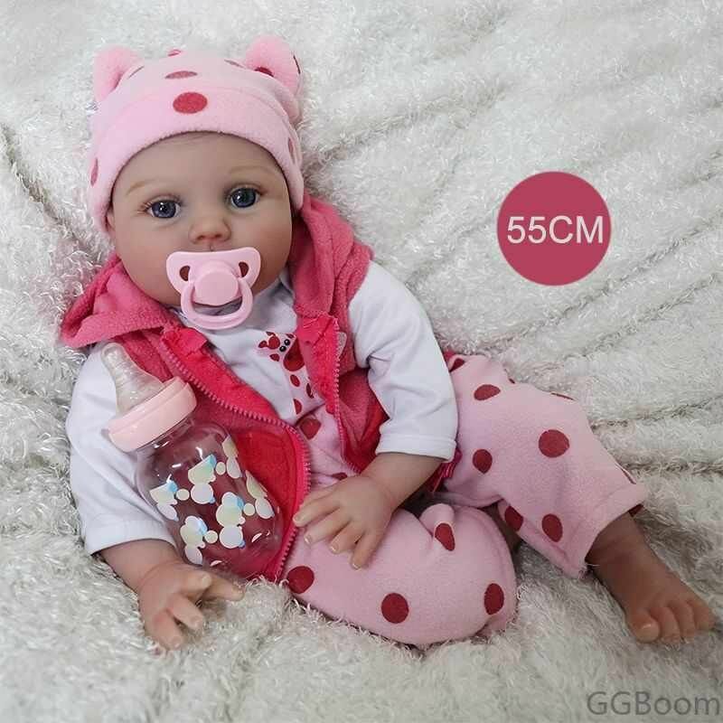 Кукла реборн, 55 см, Тканевое тело Reborn doll Искусственные волосы, высококачественный комплект, тканевое туловище GGBoom