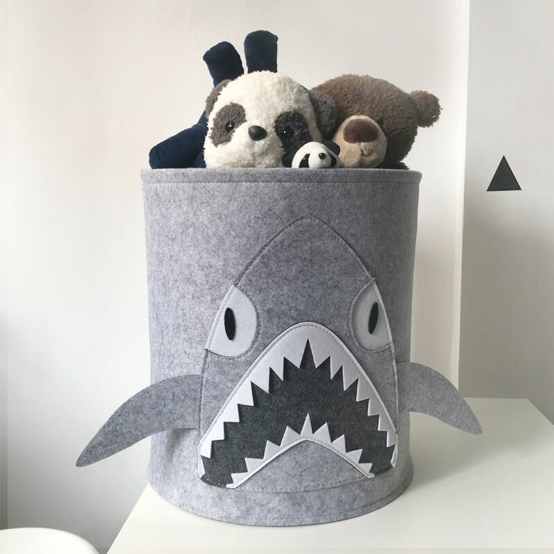 Дизайн с акулой, львом, тигром и ежом, корзина для хранения детских игрушек. Большая мягкая тканевая корзина для хранения вещей в детской спальне, 35 см