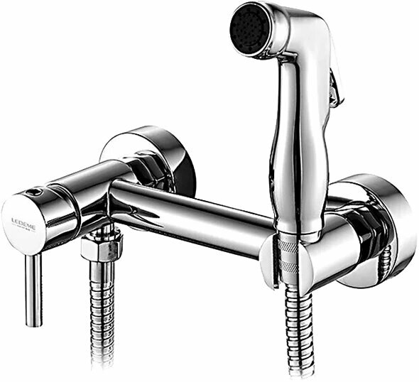 Гигиенический душ Ledeme L5398-6 со смесителем, хром, глянцевый, латунь, рычажный, смеситель для биде
