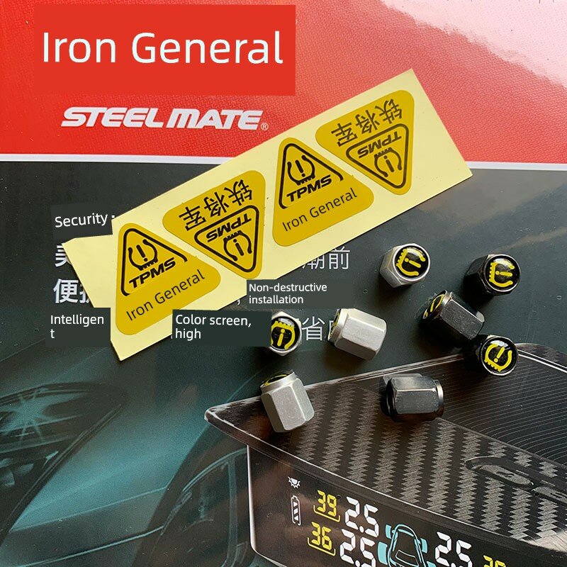 Наклейки для контроля давления в шинах, предупреждающие наклейки + колпачки для автомобильных шин из алюминиевого