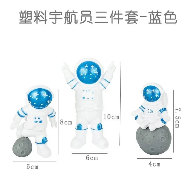 Фигурки космонавтов из смолы, набор из 4 штук blue 03