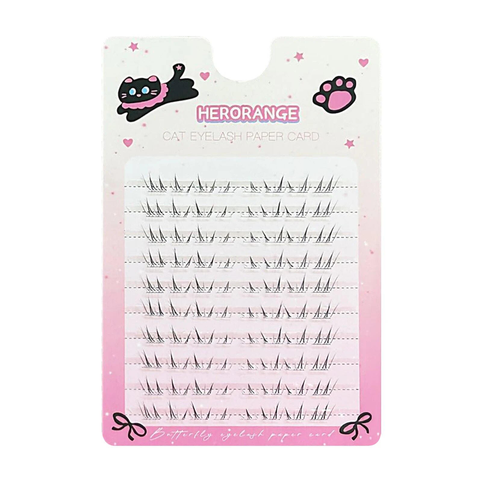 Накладные ресницы Herorange Cat Eyelash Paper Card, 10 рядов, Glues