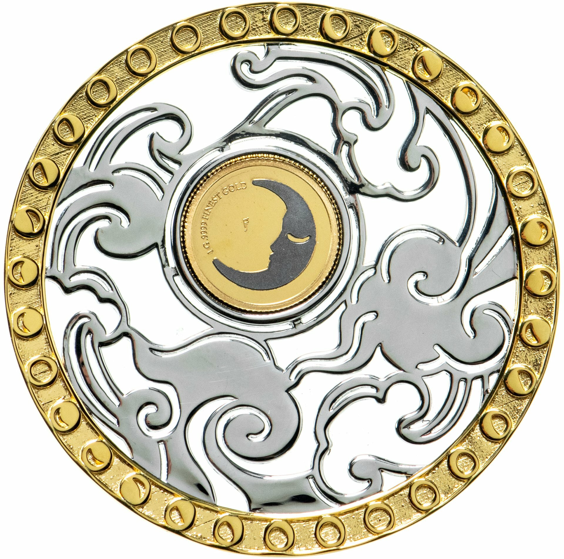 Барбадос 10 долларов 2022 "Символы жизни - Луна" в футляре с сертификатом, Серебро 925 пробы, золото 9999 пробы 925, в сохранности Proof