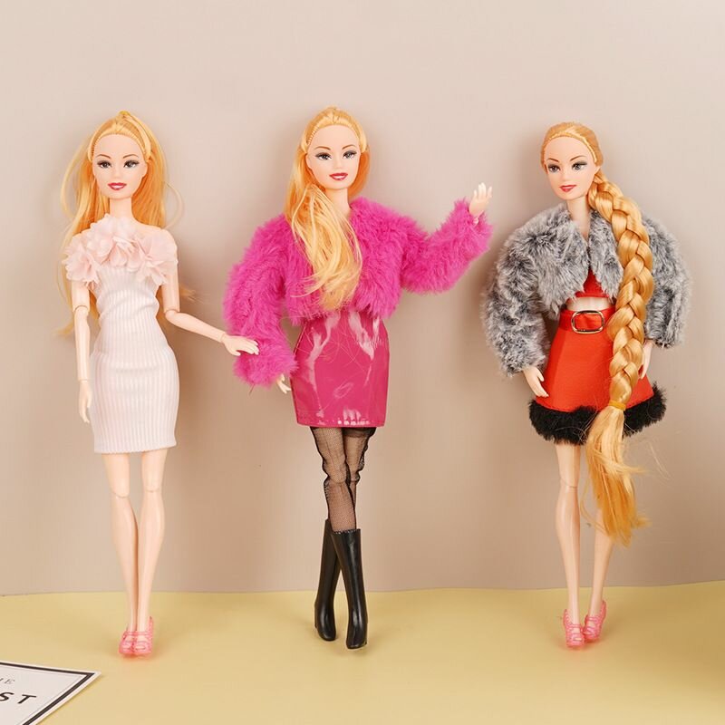 Черный топ белая юбка для куклы Барби комплект одежды