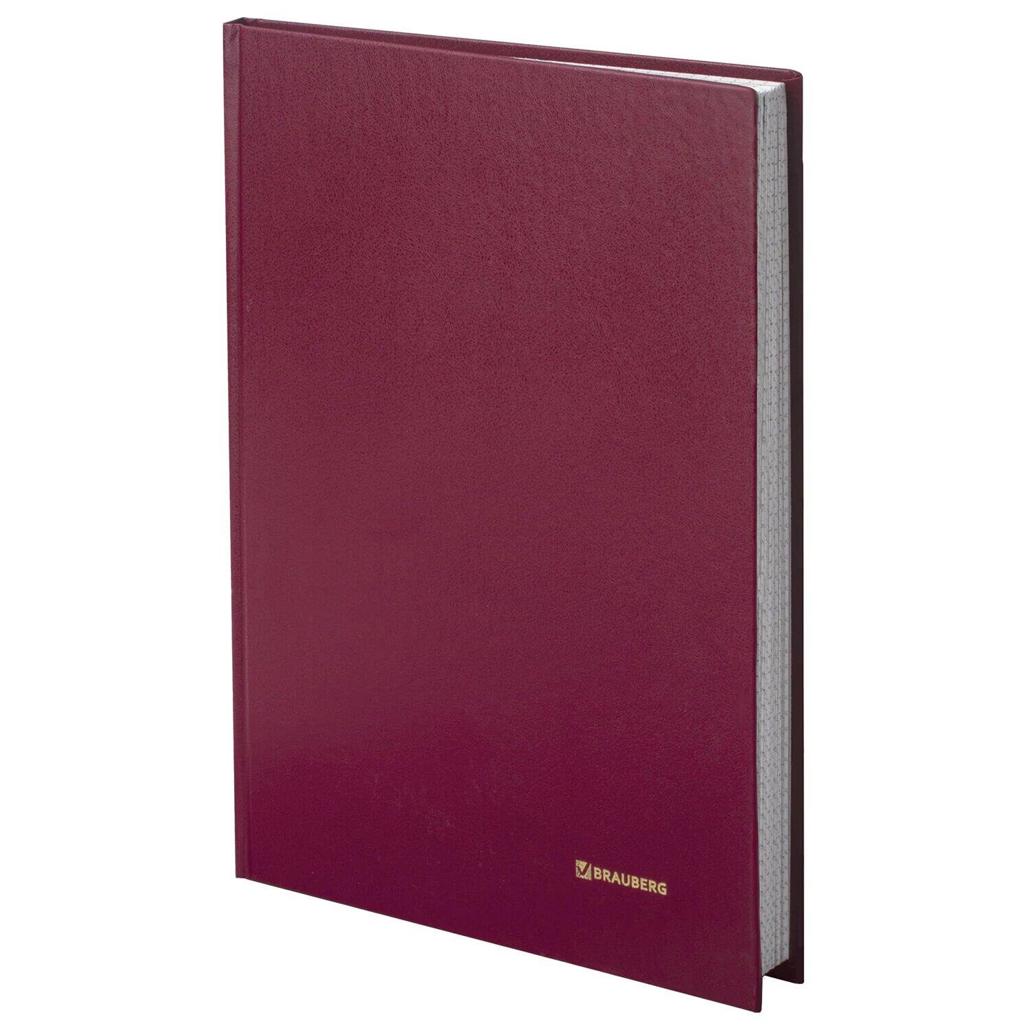 Книга учета 96 л, клетка, твердая, бумвинил, блок офсет, А4 200290 мм, BRAUBERG, бордовая, 130224