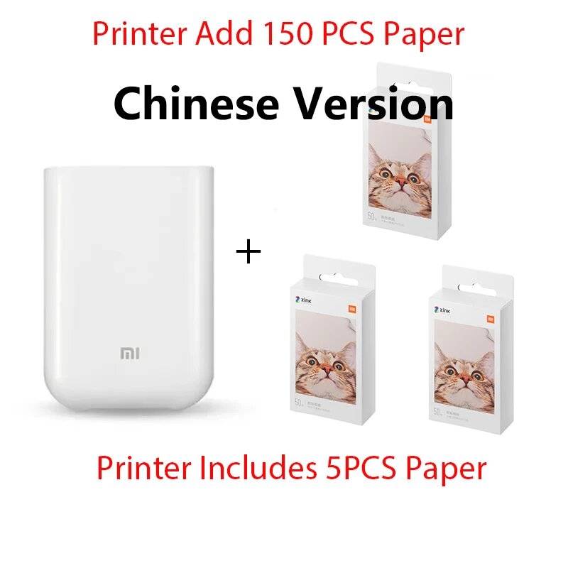 Портативный фотопринтер Xiaomi Mijia AR Add 150PCS Paper