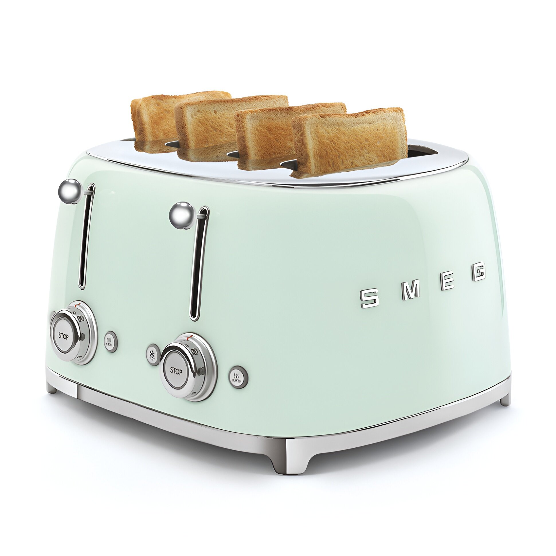 Тостер SMEG TSF03PGEU, мощность 2000 Ватт, регулировка степени обжаривания, поддон для крошек