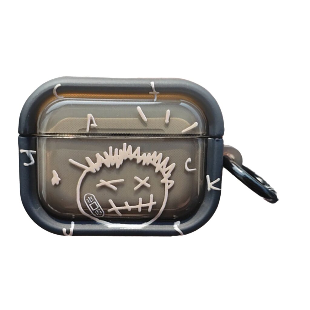 Креативный защитный чехол для беспроводных наушников Apple AirPods 1-го и 2-го поколений в стиле граффити — черный.