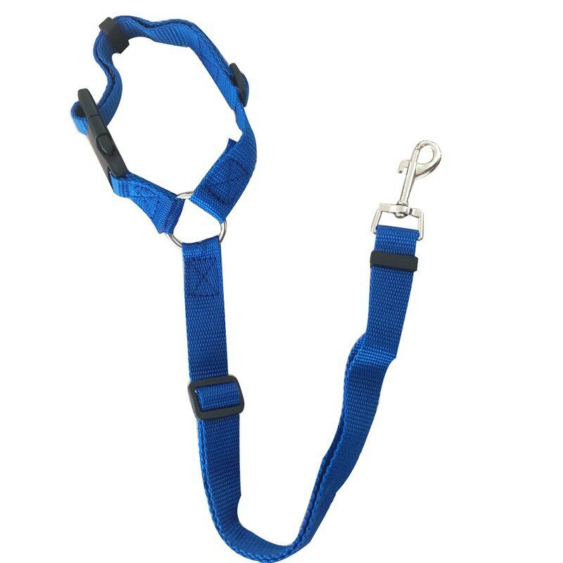 2 в 1 Поводок и автомобильный ремень безопасности для собак, регулируемый ошейник темно-синего цвета для заднего сиденья