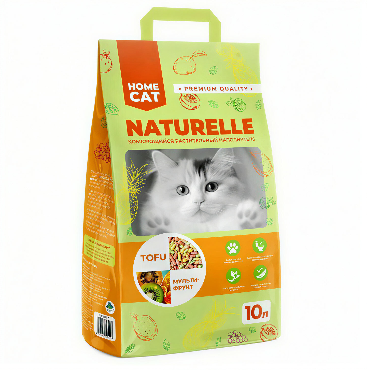 Наполнитель комкующийся Homecat Naturelle Tofu, мультифрукт, 15 л/6 кг