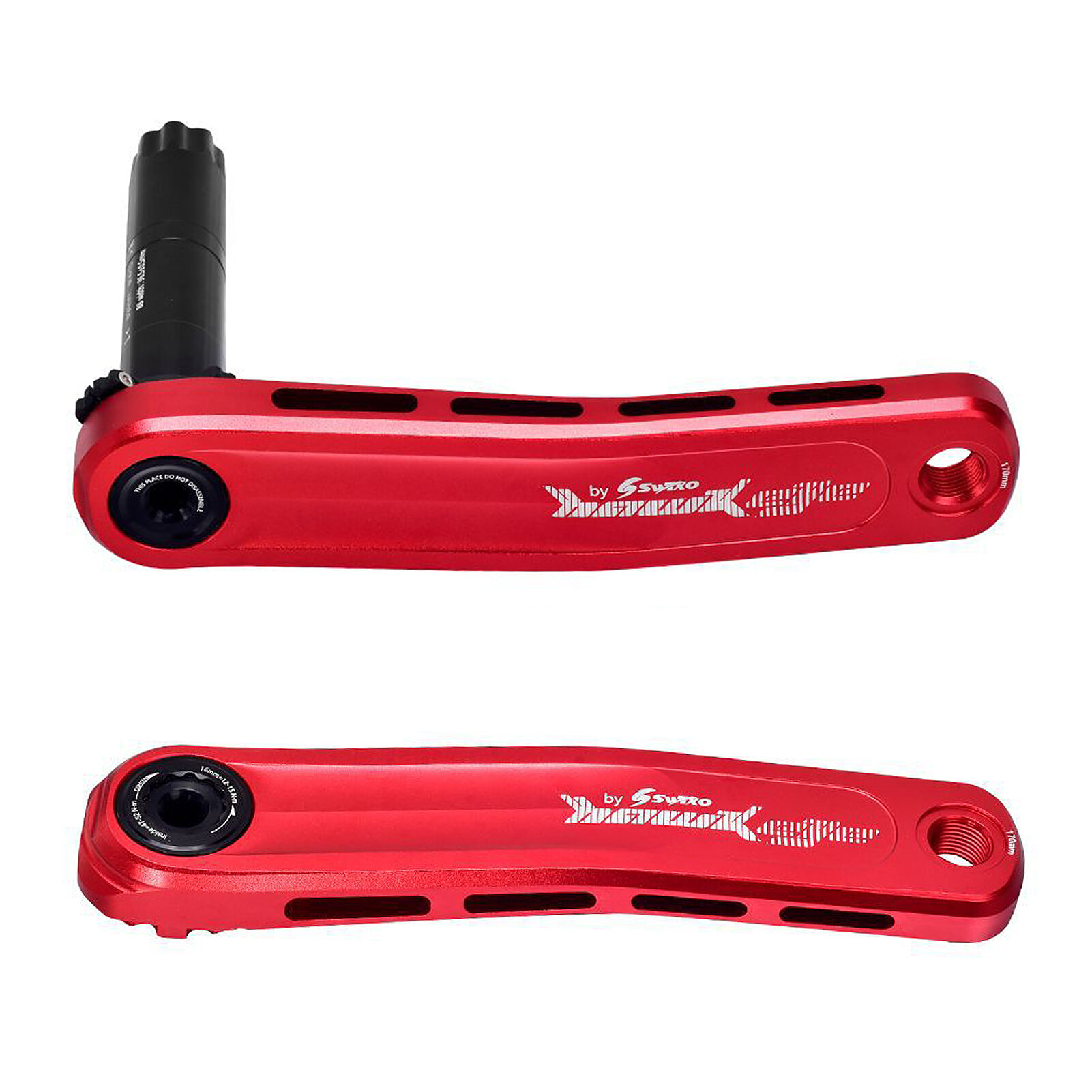 Кrankset для велосипеда 170mm, Кrank Arm Set, для велосипедов MTB горных, материал алюминиевый сплав, цвет черный / красный (опционально), совместимость скоростей 8s-12s, длина crank 170mm, диаметр шпинделя 24mm, цепная средняя линия 49mm, совместимость