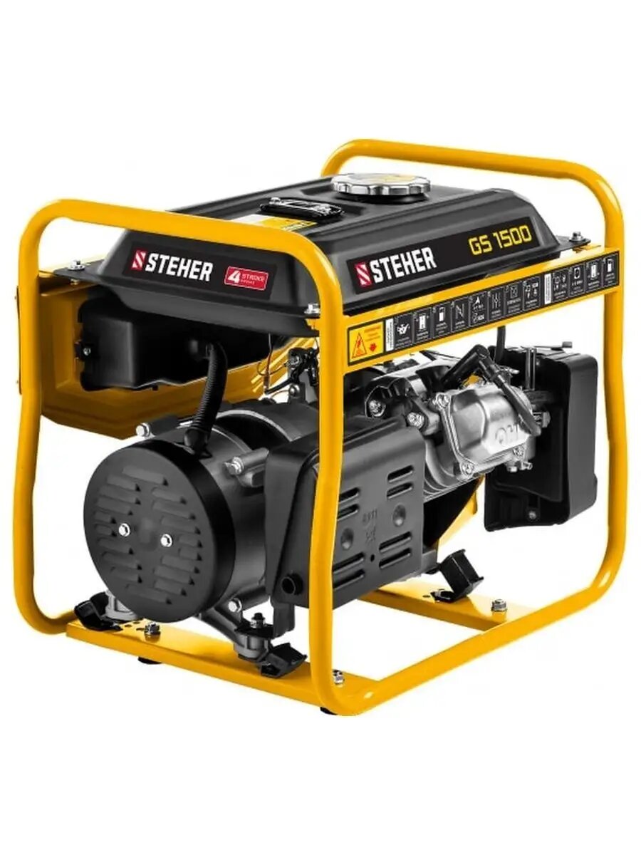 Генератор STEHER GS-1500, бензиновый, открытый тип, 2 розетки
