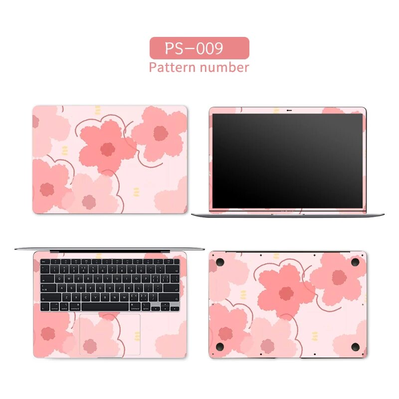 Наклейка на ноутбук 14" PS-0009, цветочный дизайн