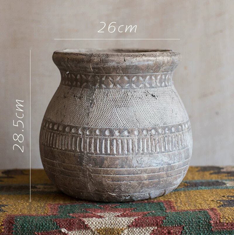 Этническое искусство красная керамика цветочный горшок ретро неглазурованная глиняная керамика керамическая ваза грубая