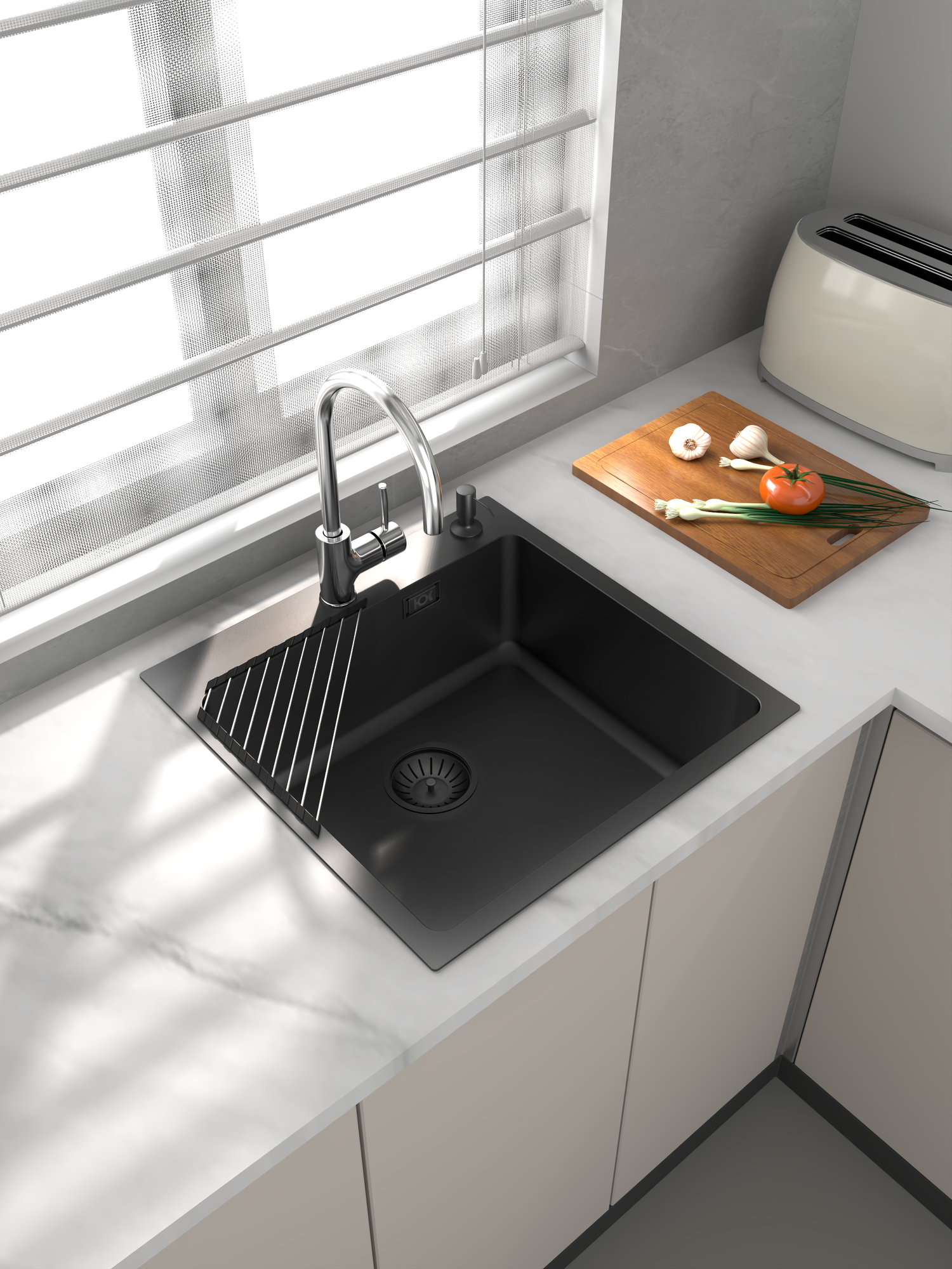 Комплект "Юкинокс" Лофт LOV500.500 -GT10P 0CW 01, Чёрный & ролл-мат, дозатор и выпуск