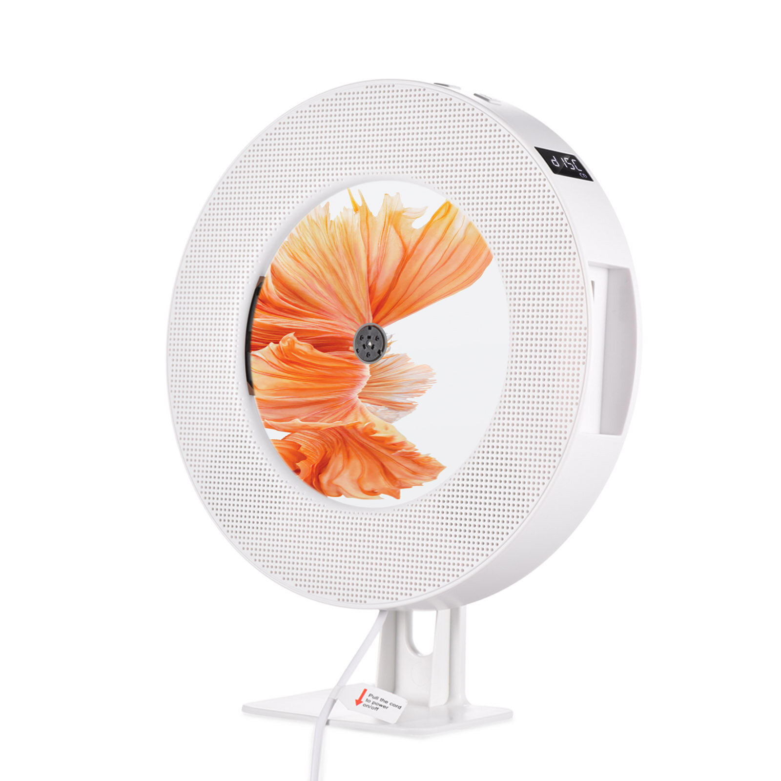 Музыкальный плеер CD с поддержкой , подставкой для настольной установки, пультом дистанционного управления, радио FM, входом AUX 3.5mm, карты TF, флеш-диска, функцией таймера, дисплеем LED, для домашнего использования, белый цвет, модель