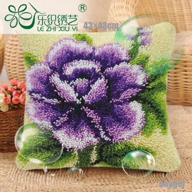 Ковровая вышивка набор для вышивания подушки /Красивые цветы/размером 43х43 см