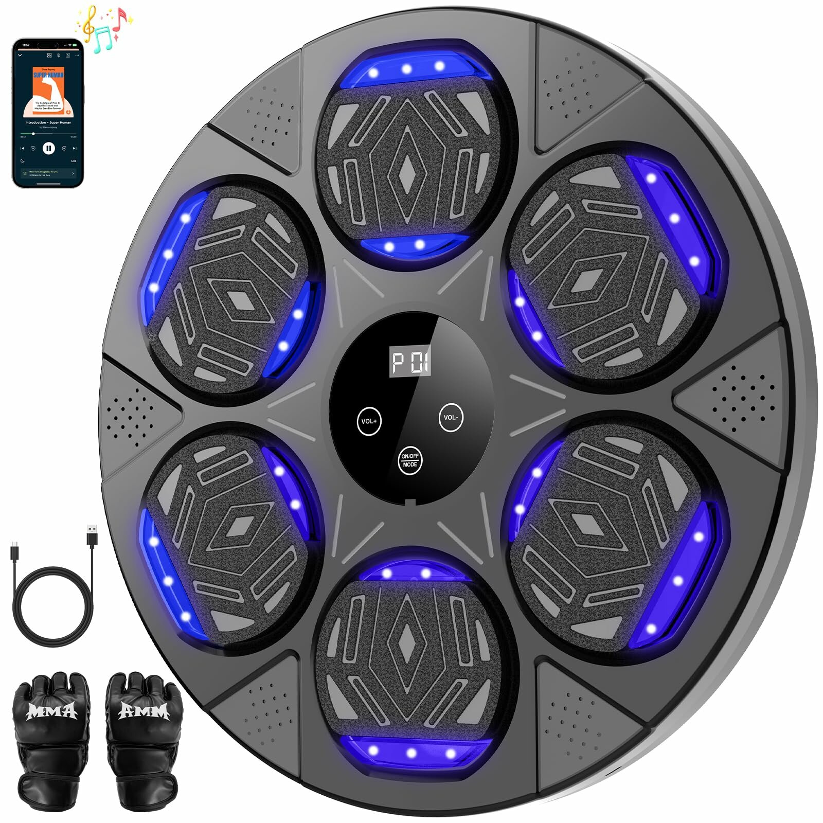 Боксерская мишень, боксерская стеновая мишень с Bluetooth музыкой, домашняя умная спортивная тренажная музыкальная боксерская машина