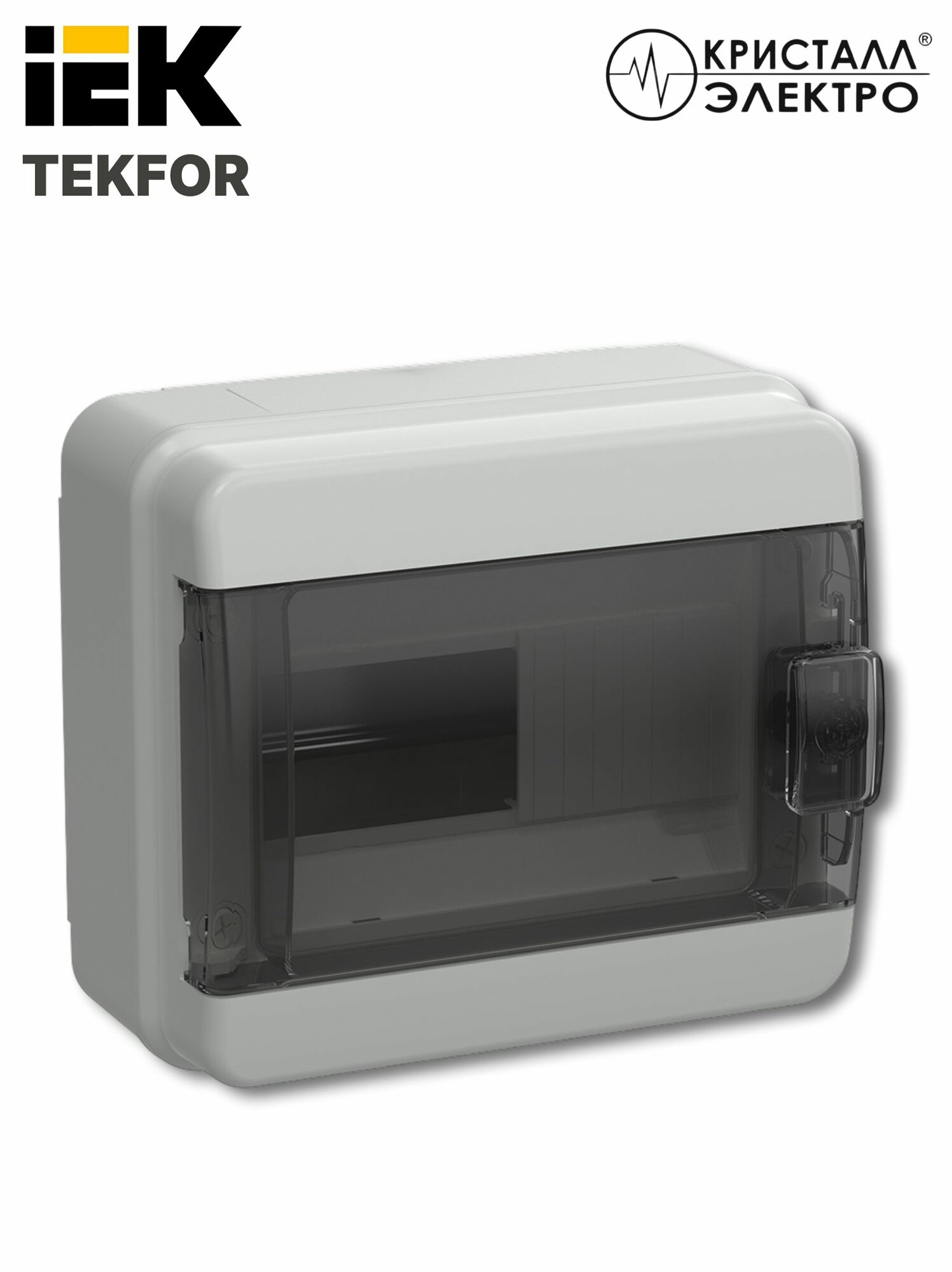 Щиток электрический уличный 8мод навесной серый черная прозрачная дверь IP65 КМПн IEK TEKFOR