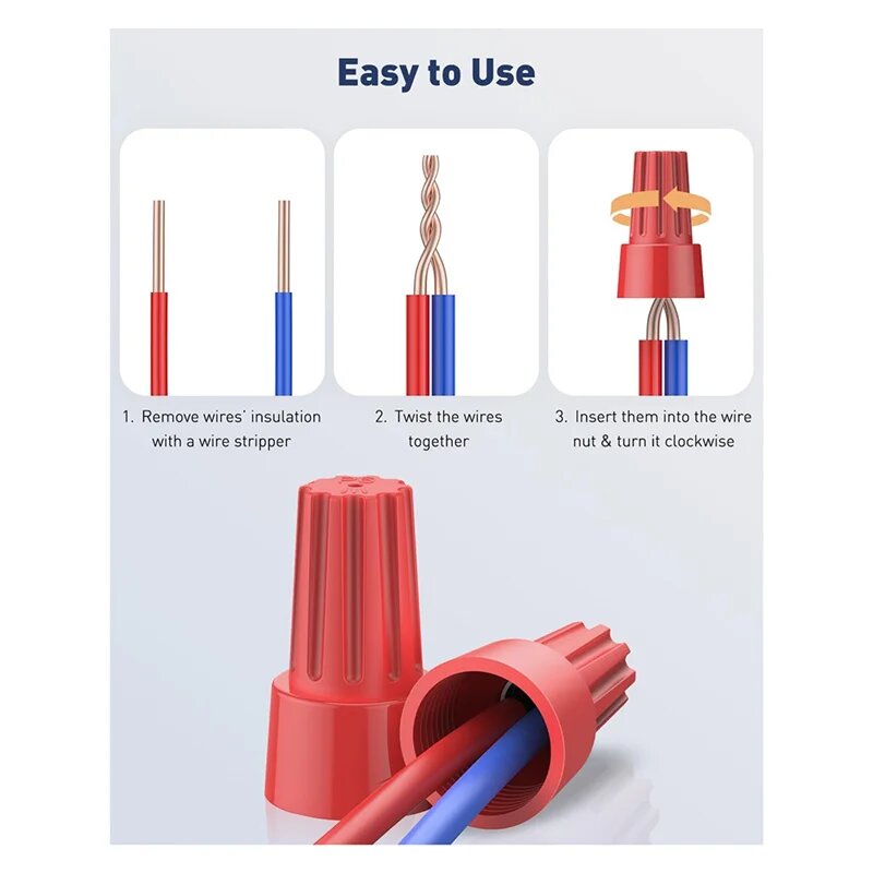 HRBAJ-50 шт. гайки для проводов, колпачки для проводов, разъемы для электрических проводов для калибра 10-22AWG, электрические разъемы для проводки, спиральные гайки
