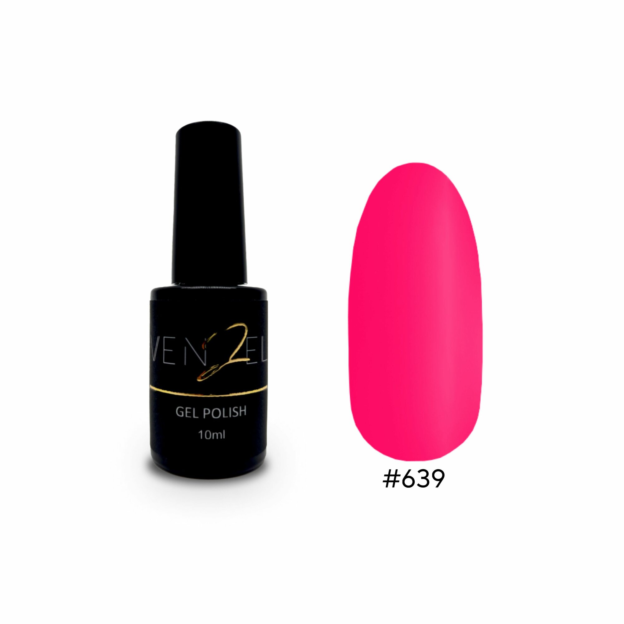 Venzel-639 розовый неон гель-лак для ногтей плотный 10ml