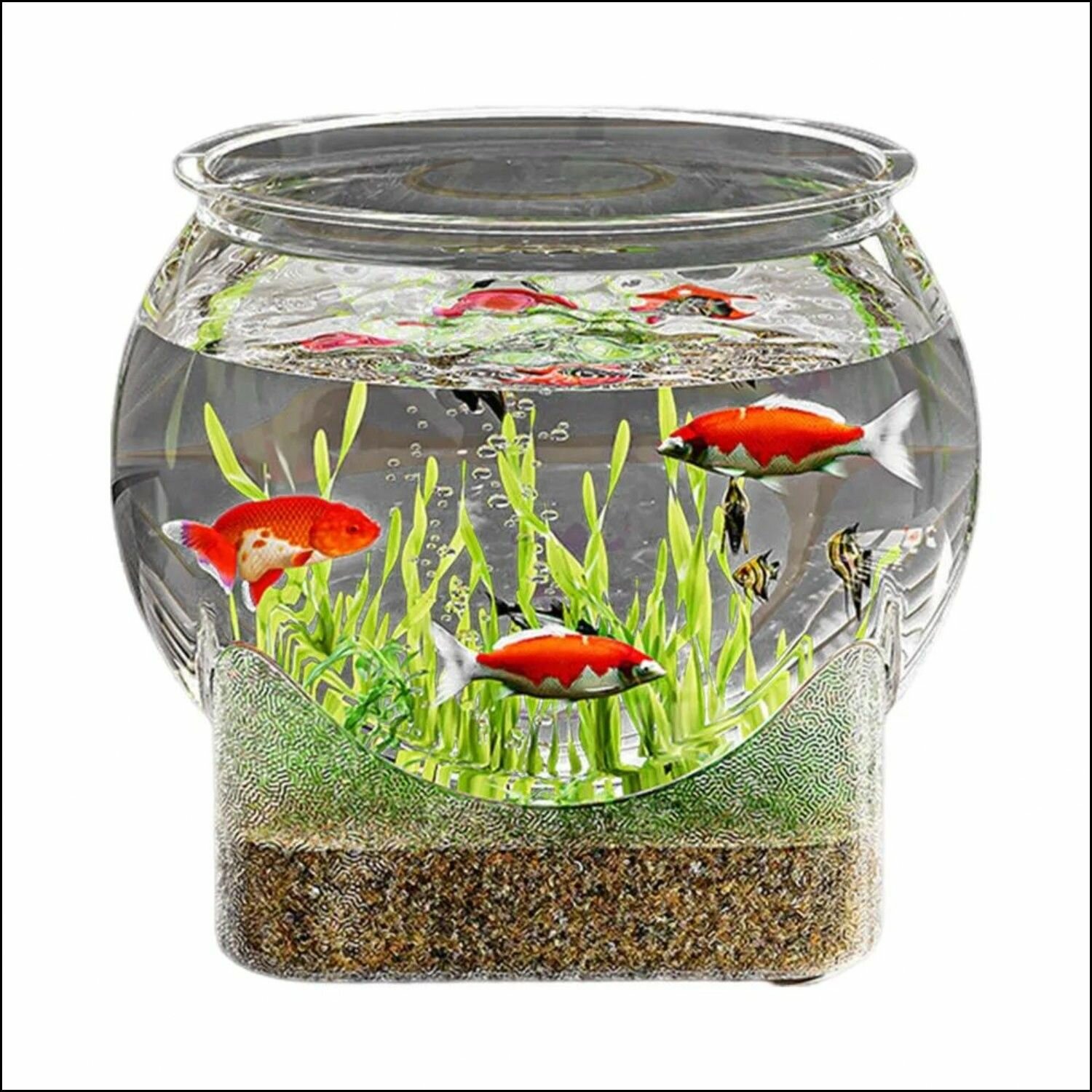 Аквариум для рыбок на 6 литров в виде премиум шара из пластика