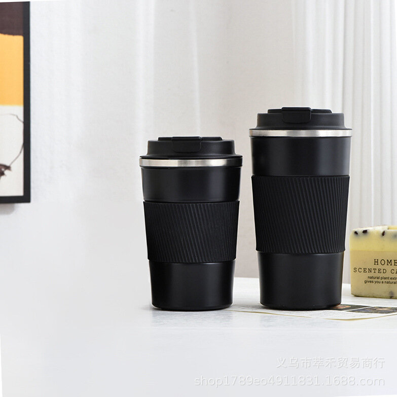 Термокружка из нержавеющей стали 304, 380 мл, черный цвет, с герметичной крышкой, удобная для автомобиля или офиса