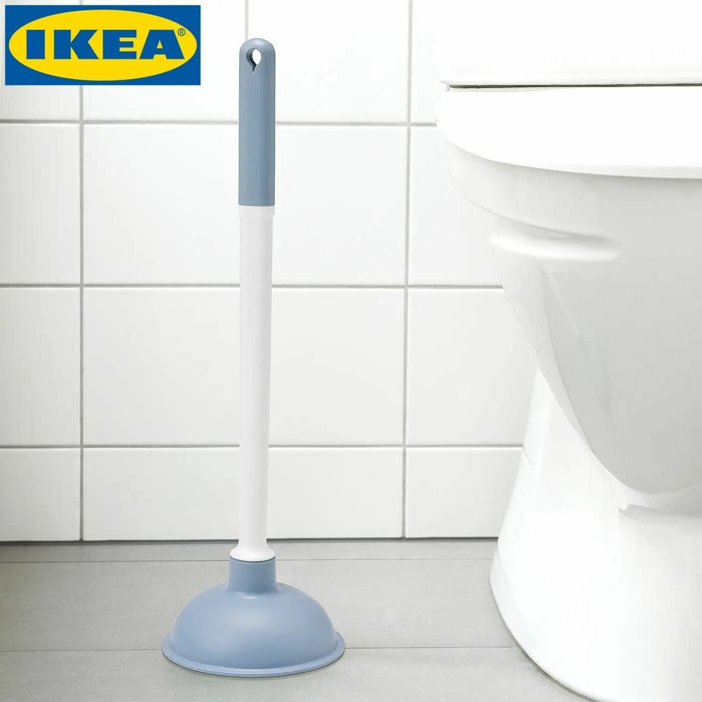 Икеа H TRAMP вантуз, белый/голубой