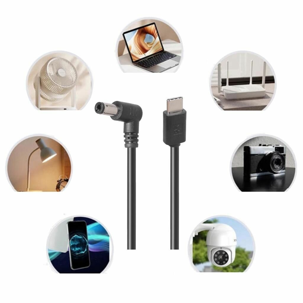 Кабель USB-C 5.5x2.5 мм с переключаемым напряжением, - 9V