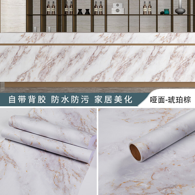 Наклейки из матового мрамора для кухни и ванной, утолщенные, водонепроницаемые, износостойкие, нескользящие, для столешниц и пола