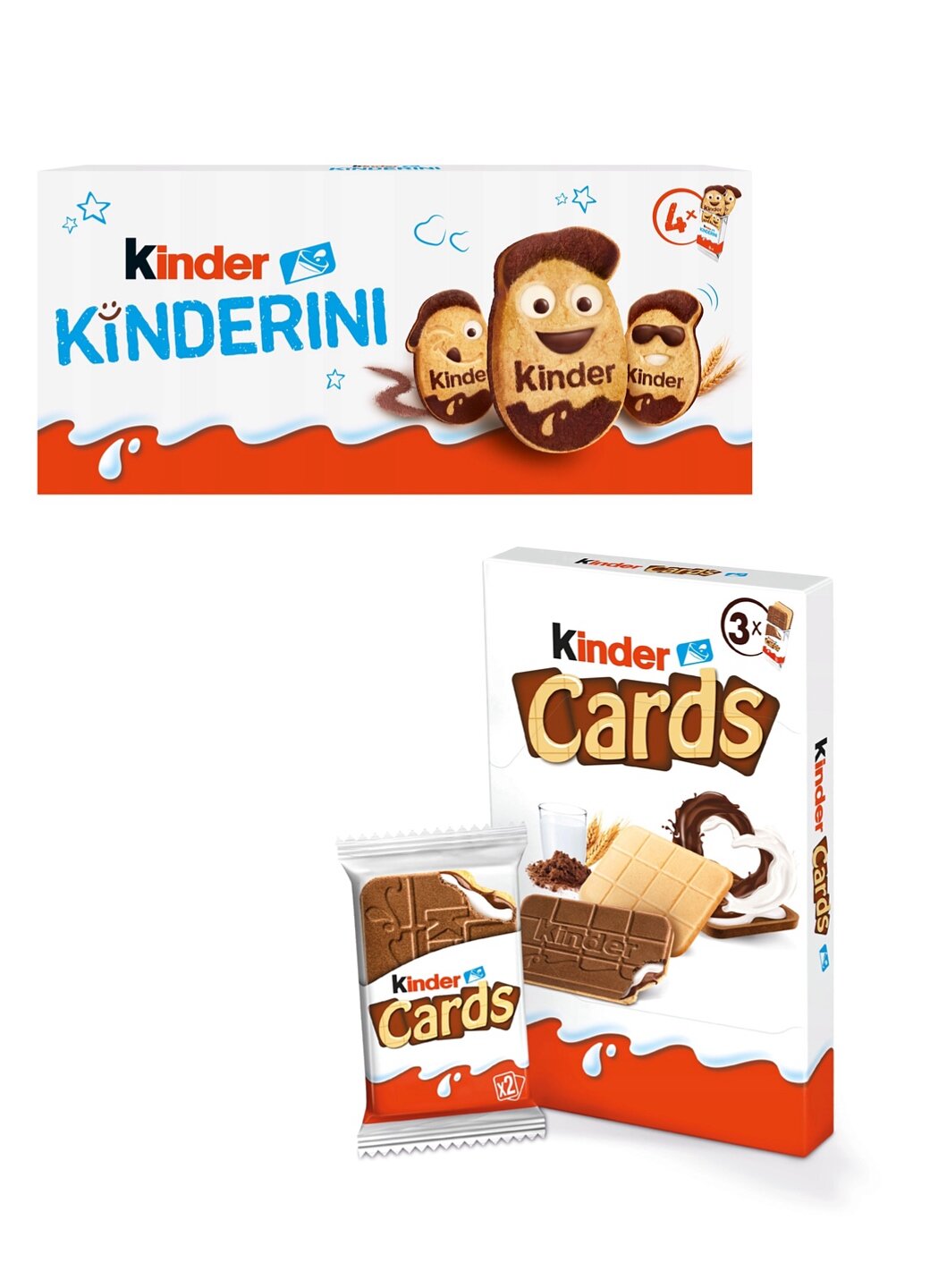 Набор Печенье Kinder Cards (76,8g) и Kinderlini (100g) шоколадно - молочный вкус (Польша)