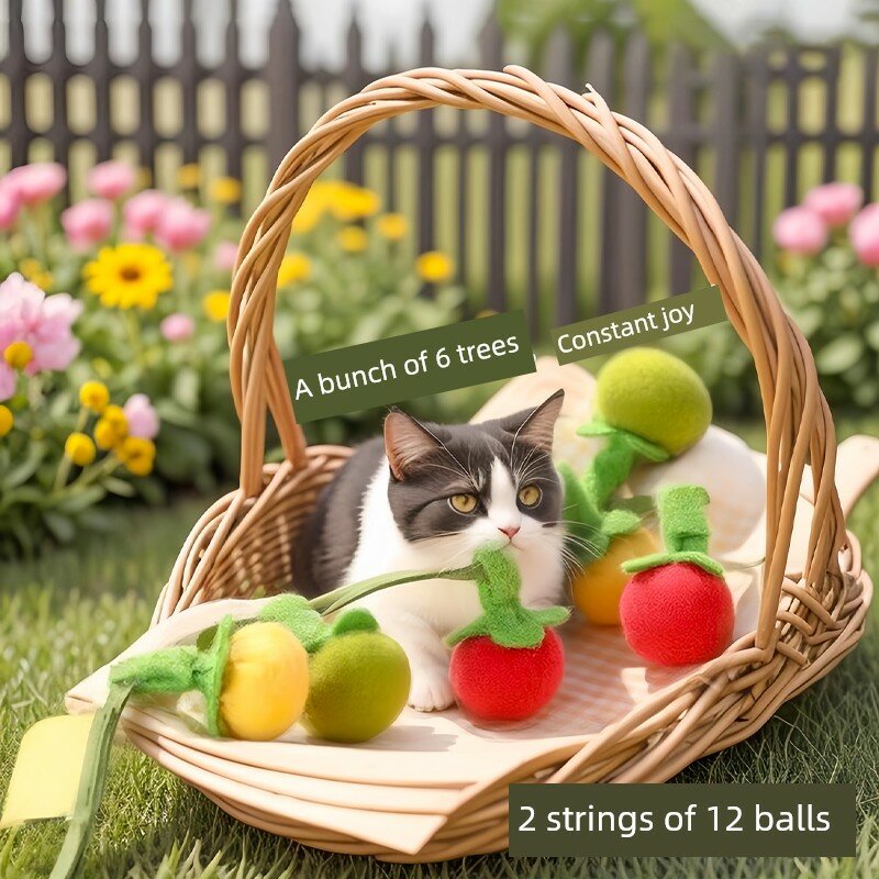 Кошачья игрушка в форме помидора с колокольчиком и кошачьей мятой, 12 шт. в комплекте для саморазвлечения и